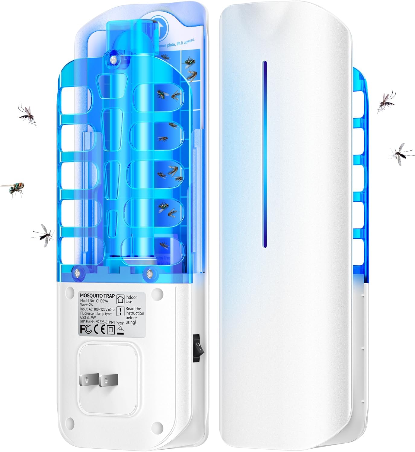 Flying Insect Trap Plug in Mosquito Bug Zapper Indoor Gnat Moth Catcher ...